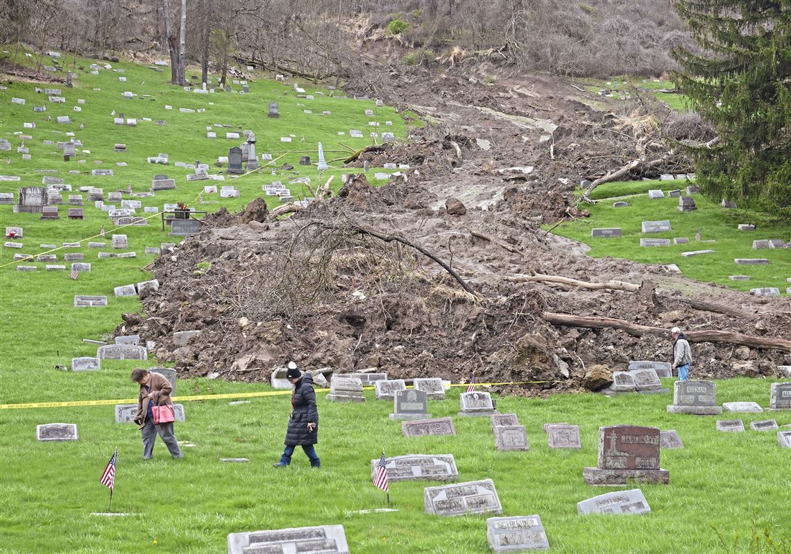 Landslide wipes out hundreds of headstones at Mt. Zion Cemetery in ...